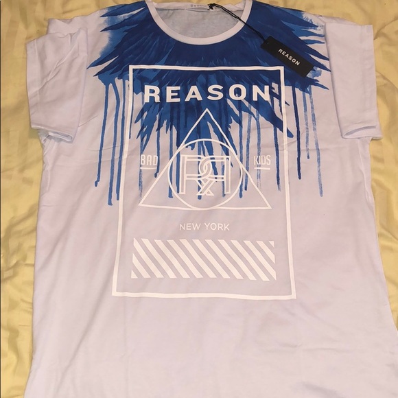 Reason | Shirts | Mens Blue Drip Angel Wing Reason Ny Tshirt | Poshmark